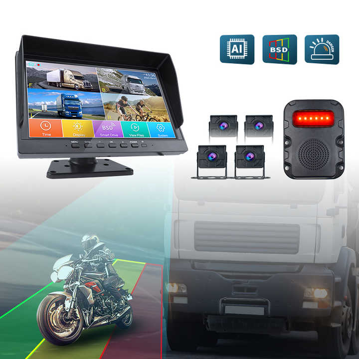 10-inch IPS Display 4-Channel Backup Camera System with Blind Spot ...