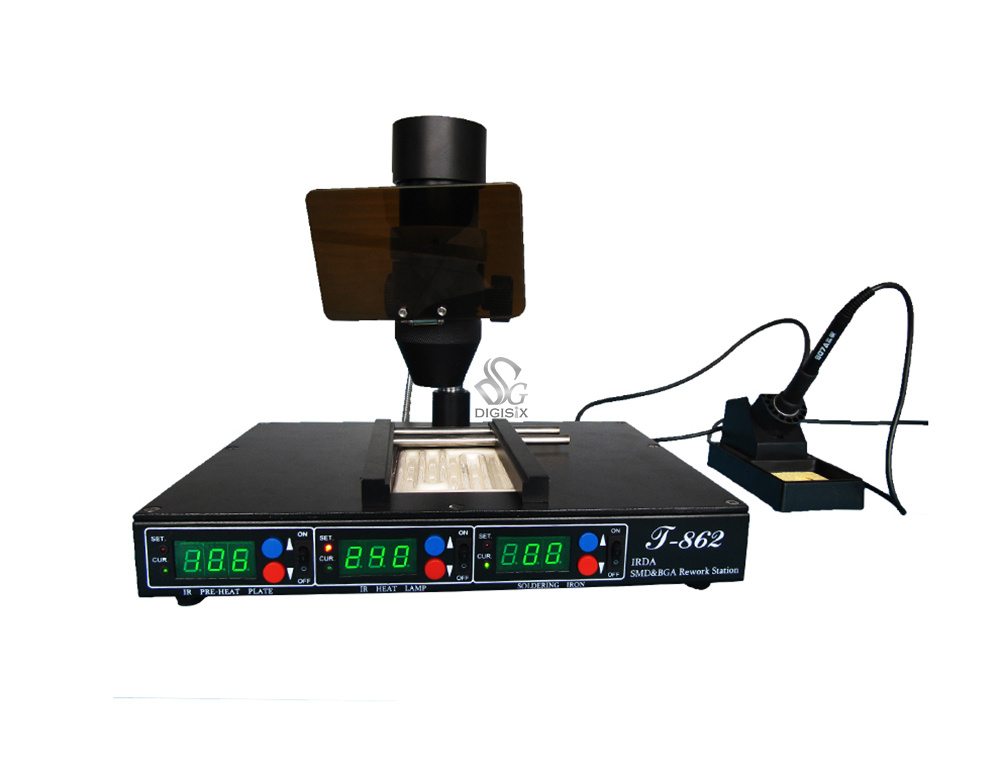 smd infrared bga rework station for mobile phone pcb components desolder puhui T 862 soldering station with electric iron