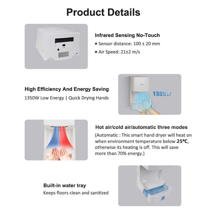 Commercial public restroom Wall Mounted Smart Warm Cold Wind Hand Dryer ...