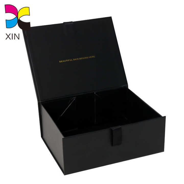 Luxury Custom Logo Size Metallic Magnet Box Packaging Folding Hard Rigid Paper Black Gift Box ...