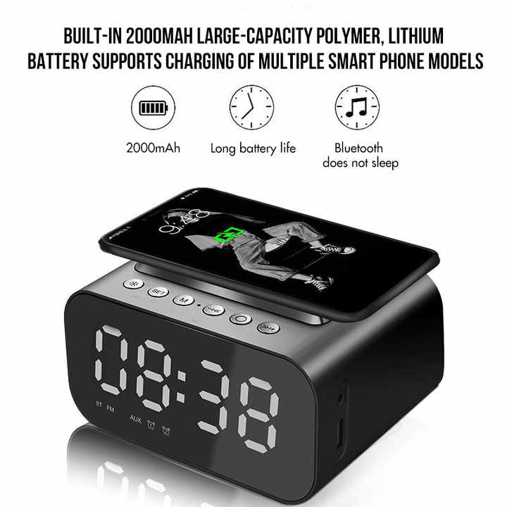 BT508 Wireless Charging Speaker - Outdoor Portable Alarm Clock