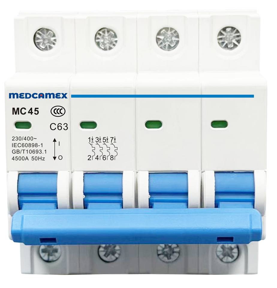 MC45-D D Curve AC MCB Circuit Breaker 4P 1A-40A 400V 4500A DIN Rail ...