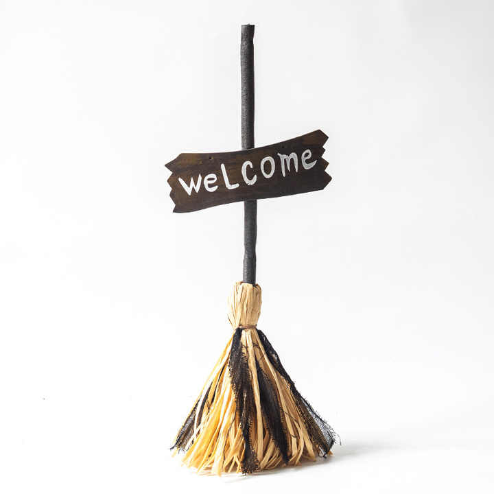Scary Animated Witch Broom Prop Plastic Motion Activated Flying Witch ...