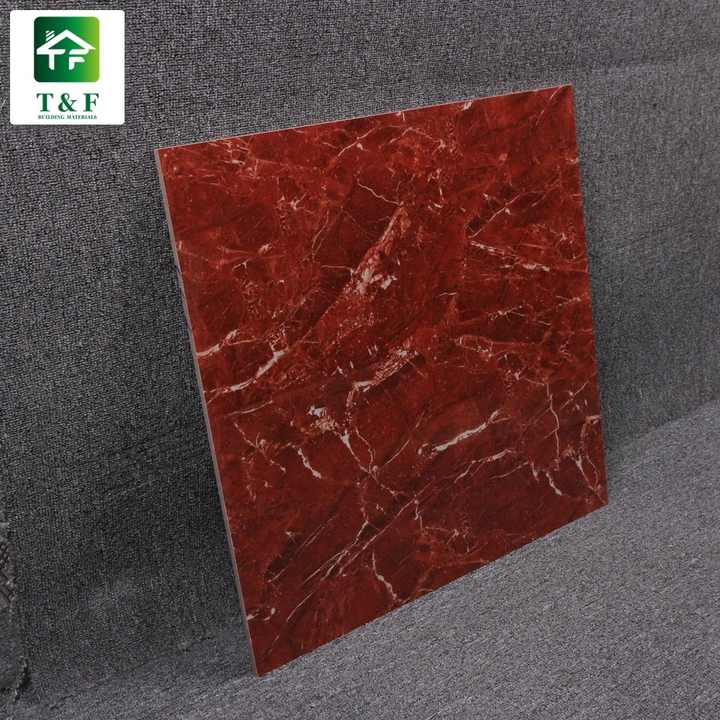 Foshan Porcelain Floor Tiles - High Glossy Red Jade Marble Look