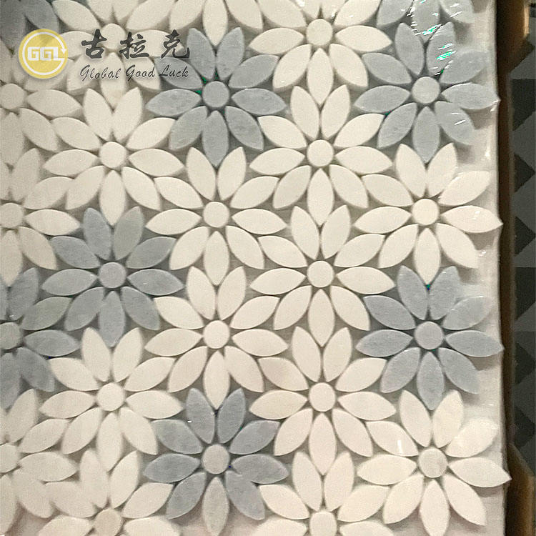 Thassos Daisy Flower Marble Mosaic Mix Tile for Kitchen & Bathroom Wall ...