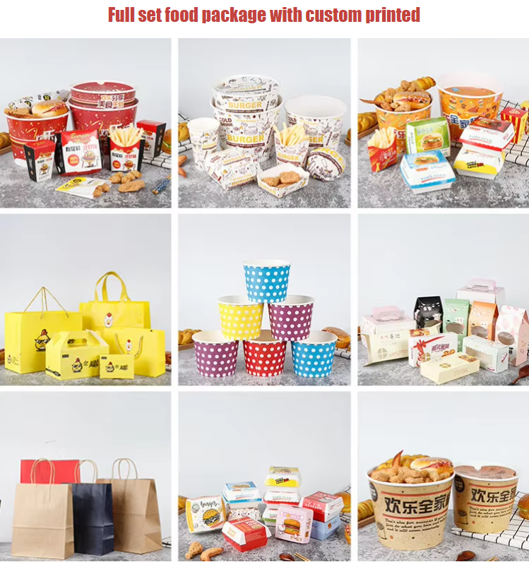 Disposable Fast Food Packaging Boxes Custom Paper Take Away to Go Food ...