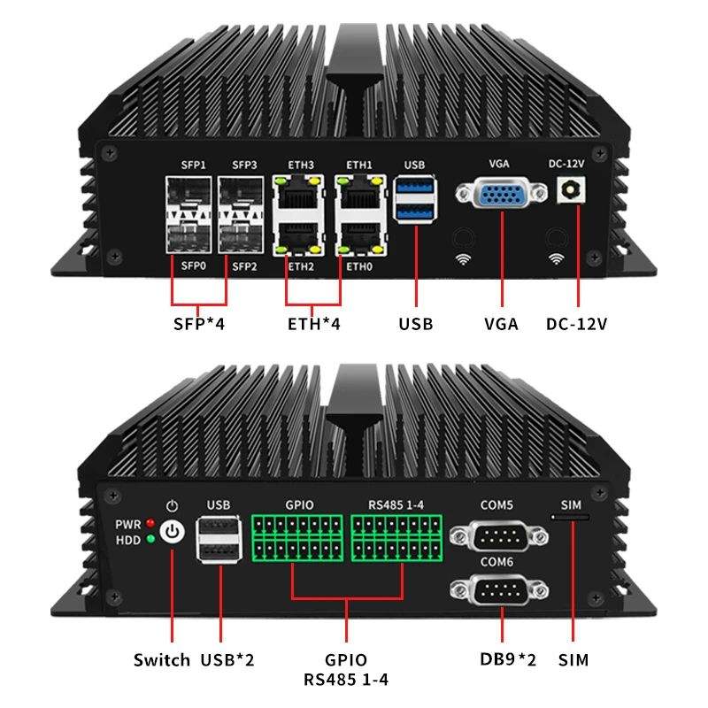 Cheap Solid Fanless Firewall 4x10g SFP+ Mini PC Home Server