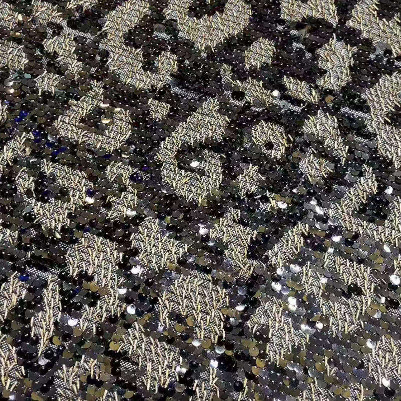 Latest Trendy Geometric Pattern Black and Gold Sequins Embroider Lace ...