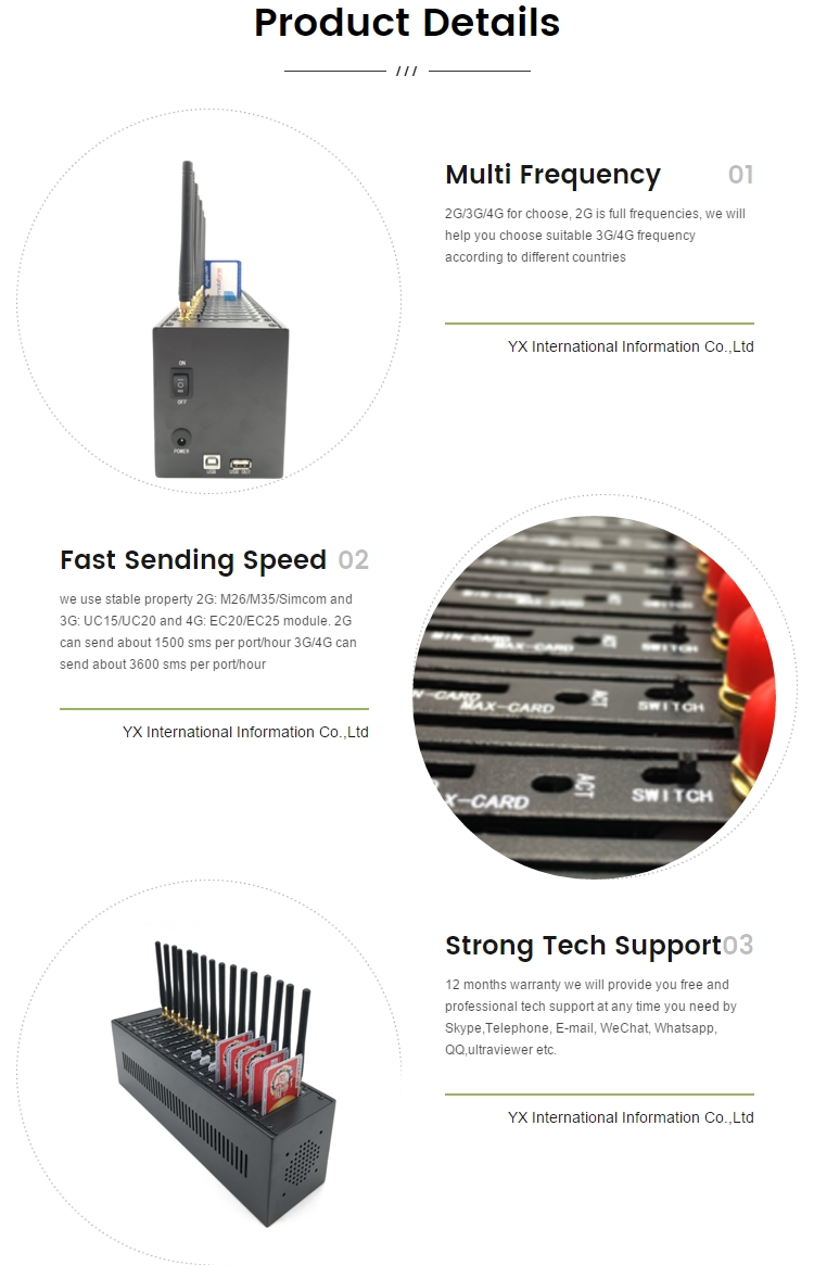 16 Port GSM Modem Modem 4G LTE EC25 Modem with Multi-SIM Card Slot ...