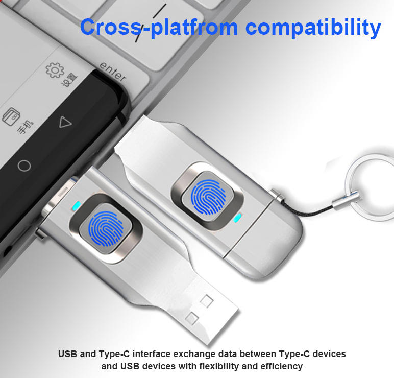 512gb usb 3.0 type c otg fingerprint encrypted USB drive with lock ...