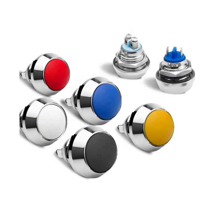 12mm Stainless Steel Self-Reset Metal Button Switch Spherical No Light ...