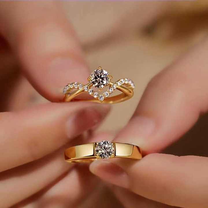 2024 Hot Sale Silver Plated Couple Ring For Lovers Fashion Adjustable Open Zircon Ring Wedding Engagement Jewelry for women