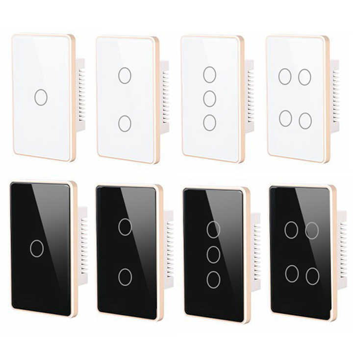 Remote Control US EU Standard Glass Panel Tuya Wifi Smart Touch Wall Light Switch Alexa Without ...