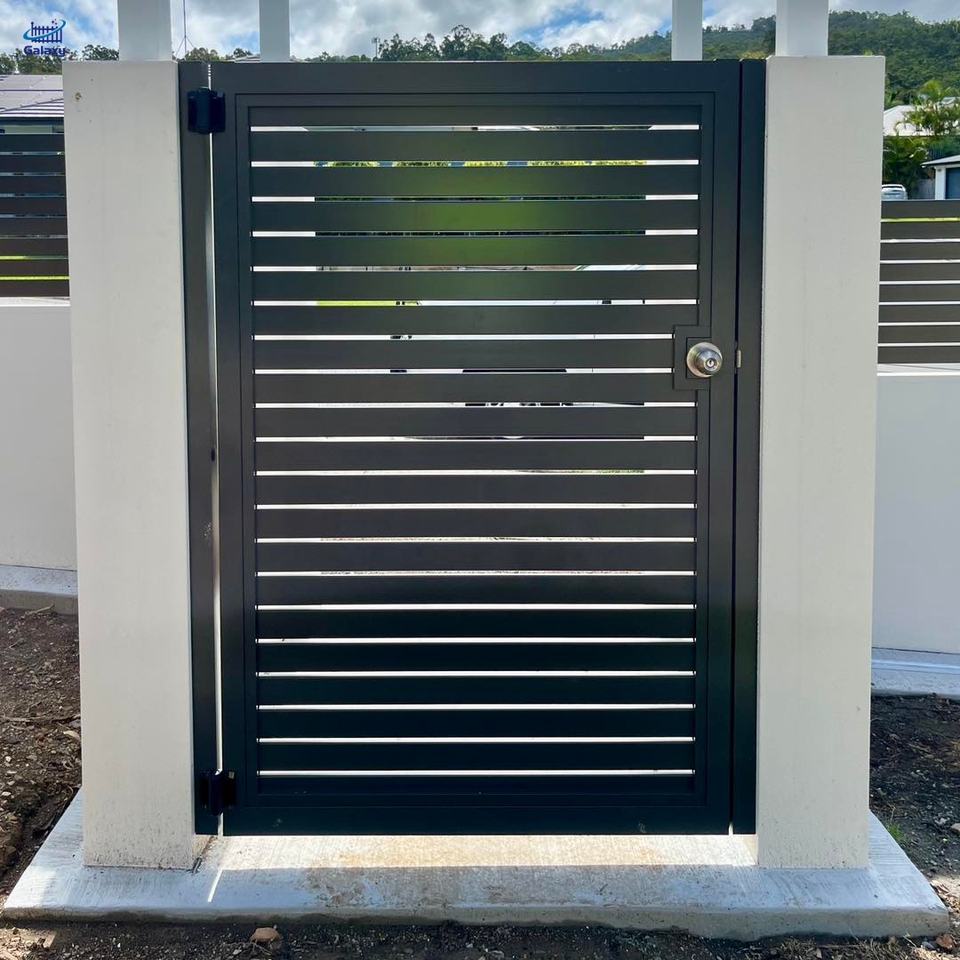 Colorbond Grey Color Aluminium Infill Panels With Pedestrian Gate and ...