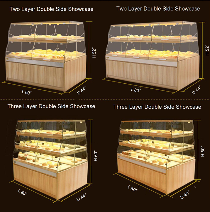 Customized Wooded Bakery Shelf - 3 Tier Display Cabinet