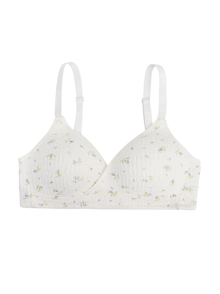 Japanese Flower Print Triangular Bra Set - Wireless, Comfortable Women ...