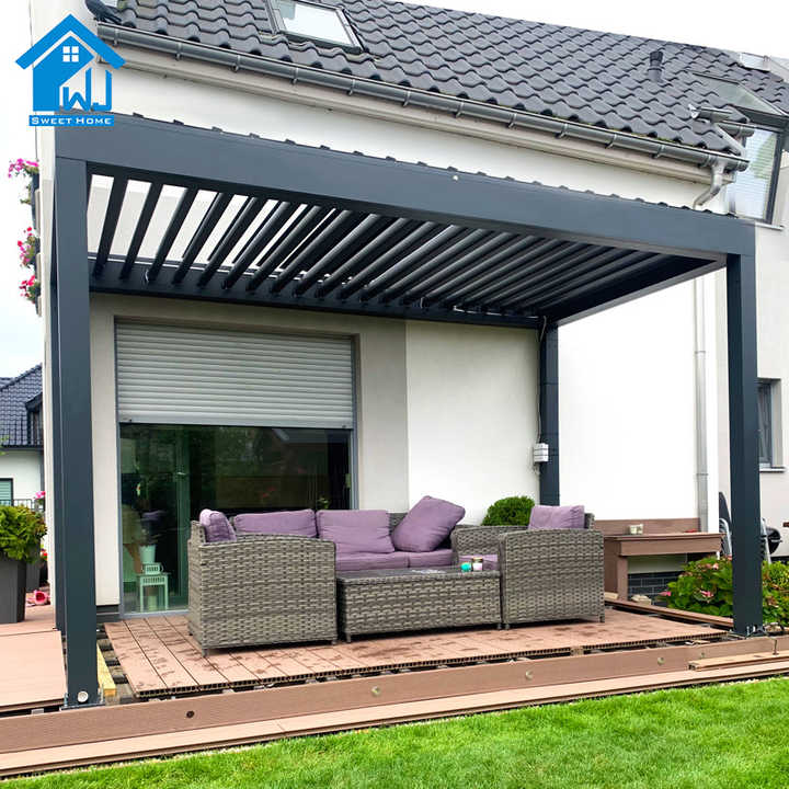 Louver Roof Gazebo Louvre Pergolas System Waterproof Garden Aluminum ...