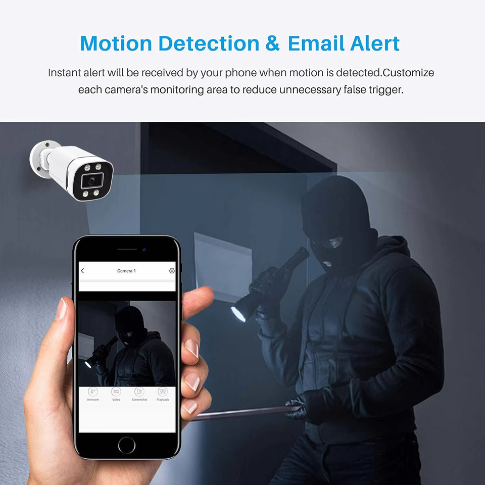 4K 4channel 5mp Security Camera System Outdoor Home Poe Nvr Kit Cctv Ip ...