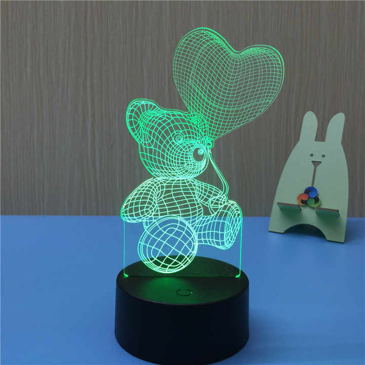 Cute Decor Love 3D Lamp Acrylic LED Night Light Baby Night Light LED ...