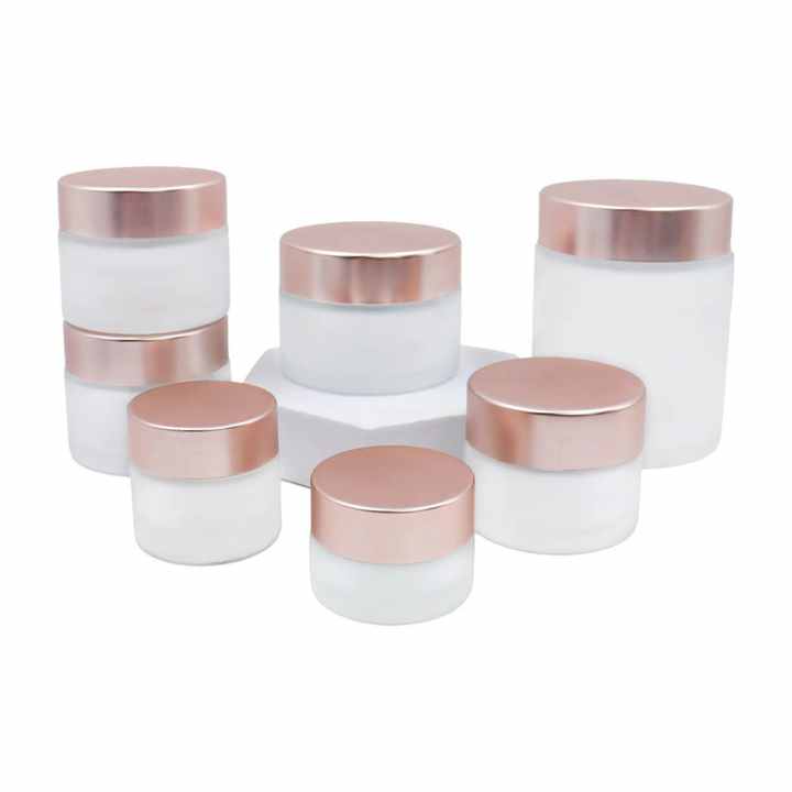 Wholesale Glass Cream Jars with Rose Gold Lid - 5ml to 100ml