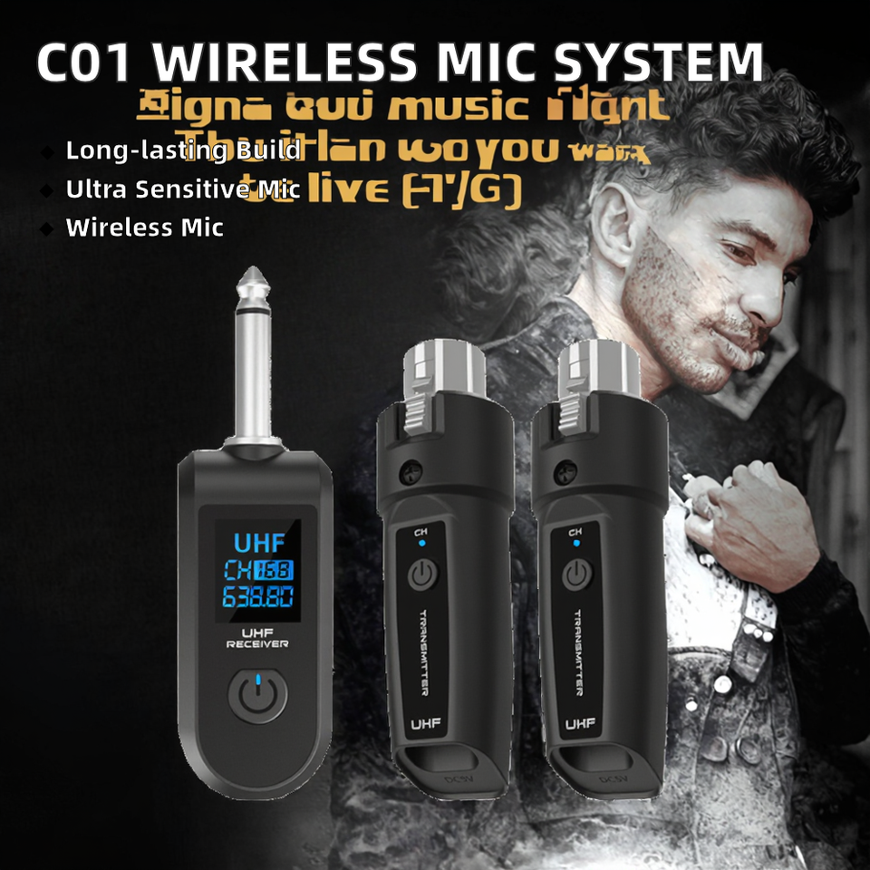 C01 2.4G Wireless Transceiver Microphone System 6.35mm Interface for ...