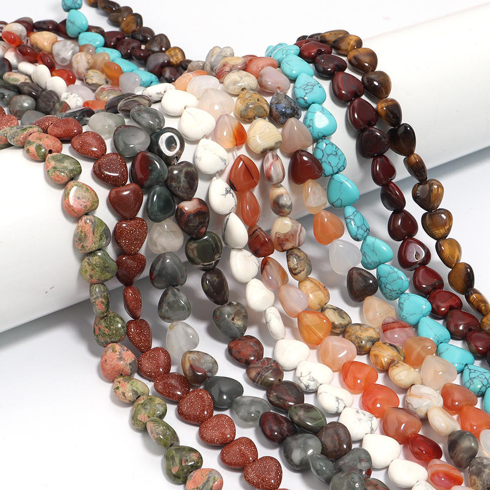 10mm Natural Stone Heart Shape Beads Strands Loose Gemstone Beads Peach ...