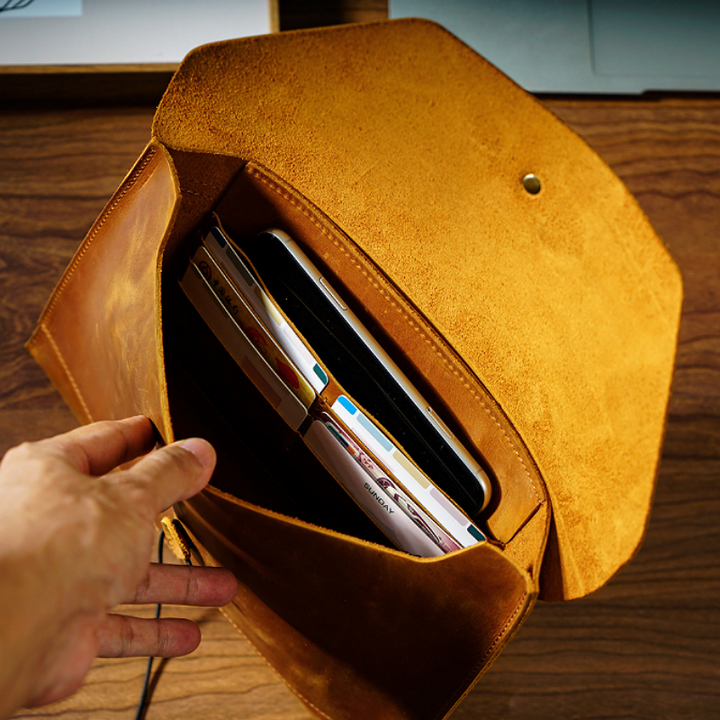 Attache Case File Folder Document Organizer Genuine Leather Laptop Bags ...