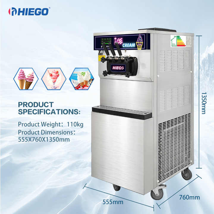 3 Flavors Automatic Soft Serve Ice Cream Machine - Italian Gelato Maker