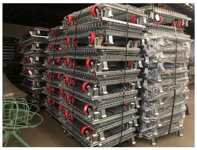 Heavy-Duty Movable Storage Cage Trolley Wheeled Folding Steel Wire Mesh ...