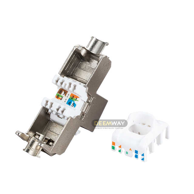 180 Degree Shielded Unshielded Network Module CAT6A FTP Toolless Rj45 Keystone Jack With Led ...