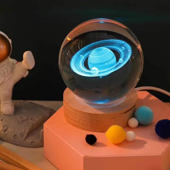 16 Color 3D Laser Engraved K9 Crystal Ball 6cm 8cm LED Light-Up Glass ...