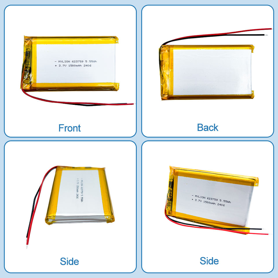 Mylion 3.7V 1500mah 623759 Rechargeable Li-Polymer Battery PCB 3.7V for ...