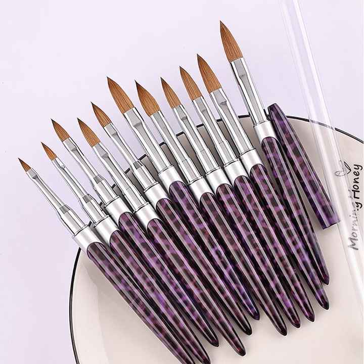 2-22 Metal Handle Round Shape Mink Hair Nail Art Brushes 100% Pure ...