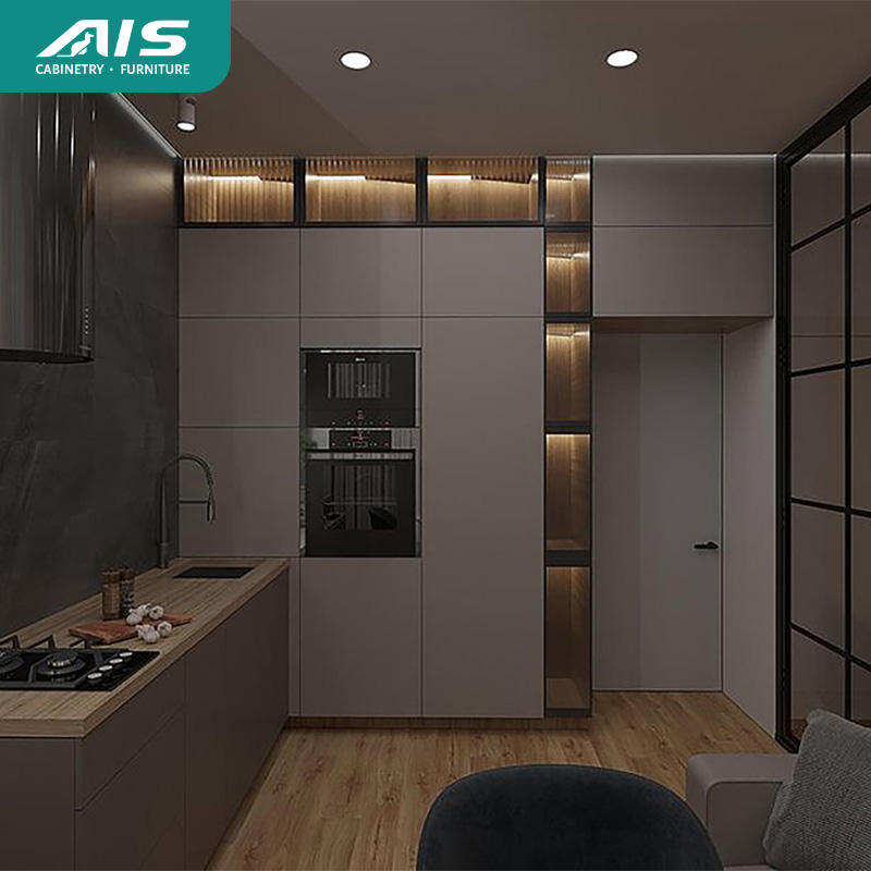 Luxury Modern Modular Kitchen Cabinets with MDF and Marble Countertops ...