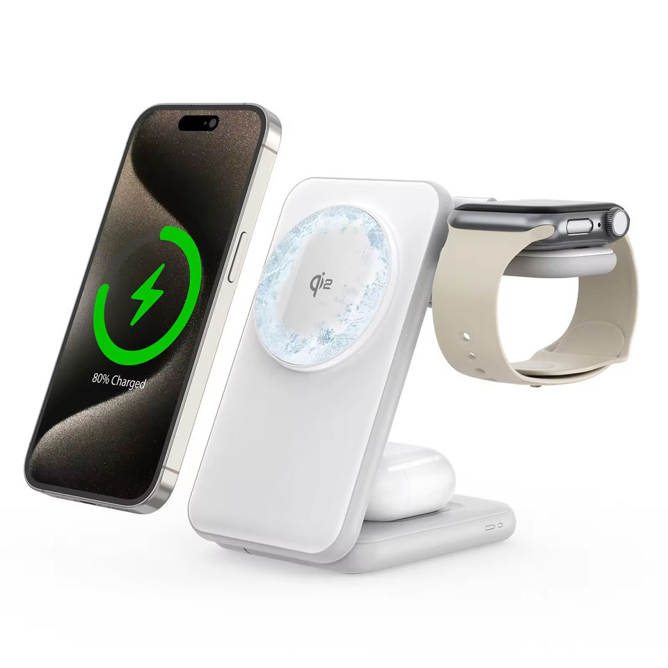 Ergonomic Wireless Charging Stand Classic Black White ABS Portable ...