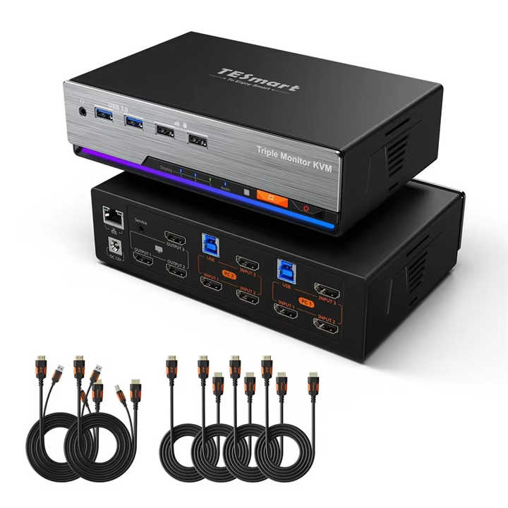 TESmart 2x3 KVM Switcher USB 3.0 4K 60HZ for 2 PCs & 3 Triple Monitors ...