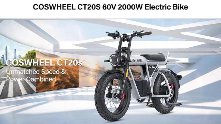 EU UK US Coswheel CT20S Electric Snow Bicycle 48V 2000W Motor 27.5AH Fat Tire Off Road 7 Speed 2 ...