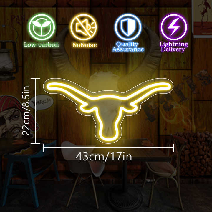 Ox Head Shaped LED Neon Lamp for Room Decoration Bar Party Mall & Park ...