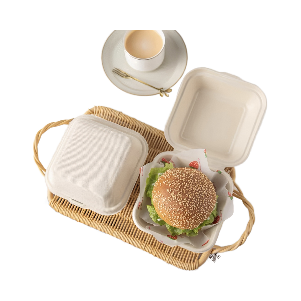 ZLZK Disposable Bagasse Biodegradable 450ml with Lid Burger Clamshell ...
