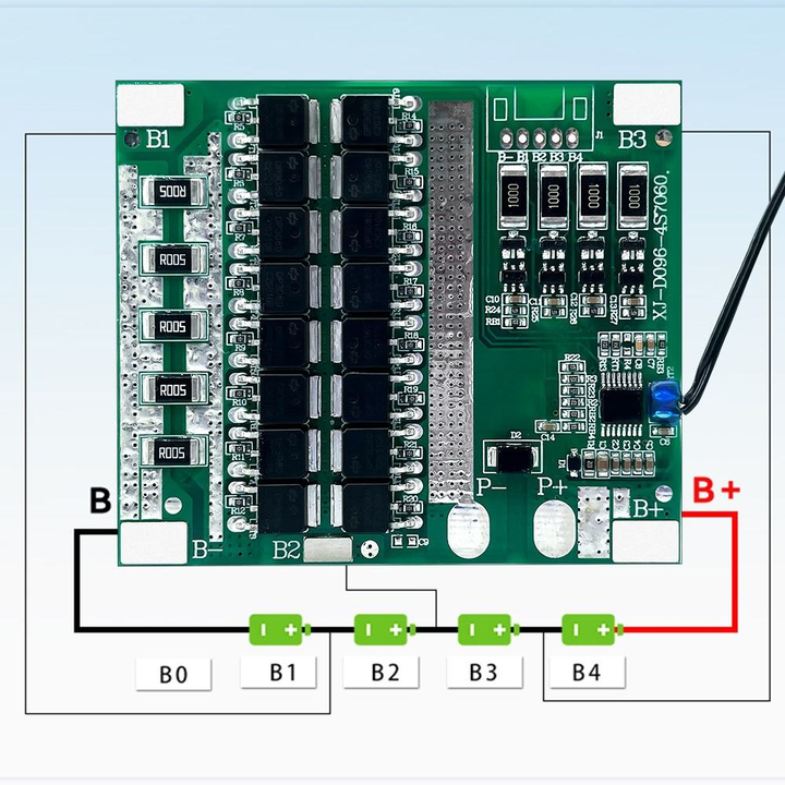 XJ BMS 4S 10A 20A 25A 30A 40A LFP NMC 3.2V 3.7V 12V Lifepo4 4S 20A Battery Management System BMS ...