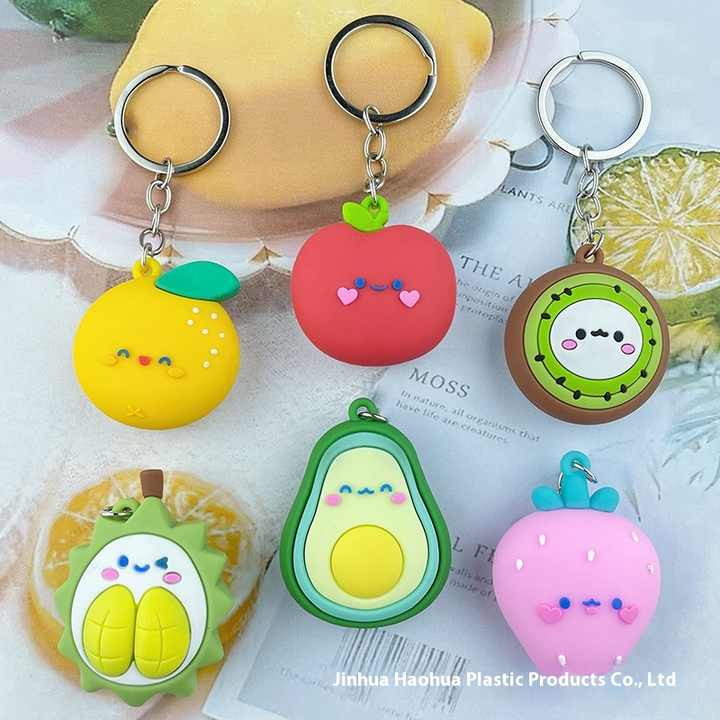 Creative 3D PVC Cartoon Fruit Club Keychain Cute Iron Metal Pendant ...