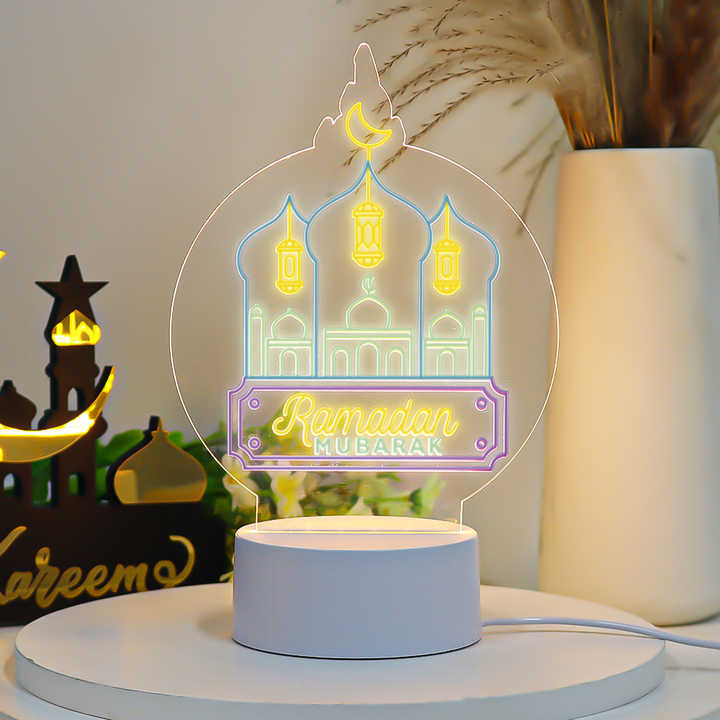 Custom Accepted Acrylic Eid Mubarak Led Light EID Ramadan Decor Islamic ...