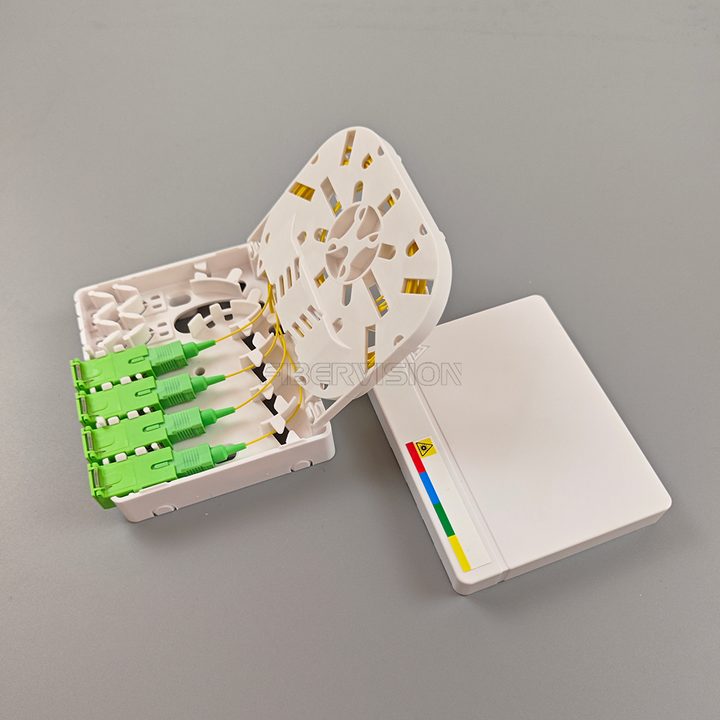 FIBERVISION KS-04F Access Terminal Box 4 Cores Fiber Optic Faceplate SC ...