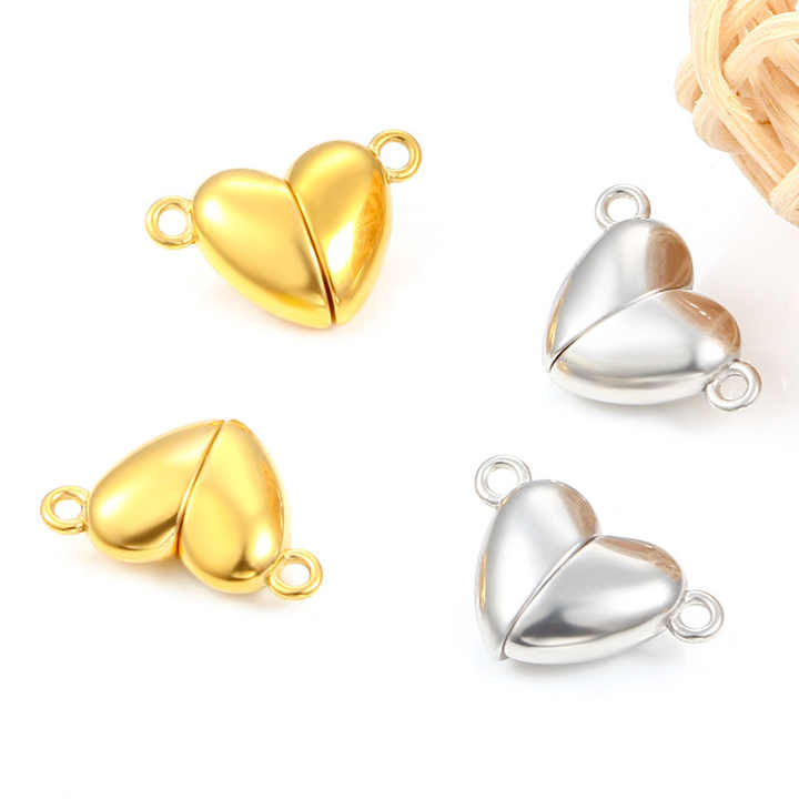 Stainless Steel 18k Gold Plated Magnetic Heart Charm For Diy Charm Bracelet