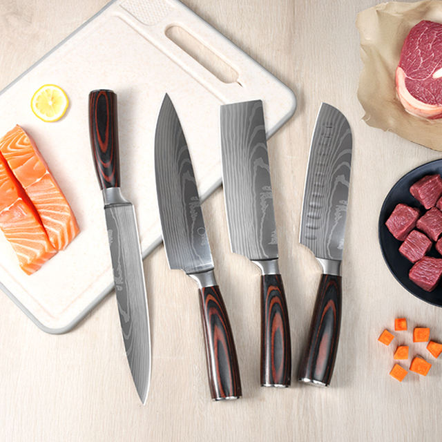 High Carbon Stainless Steel Damascus Laser Pattern Paring Slicing ...