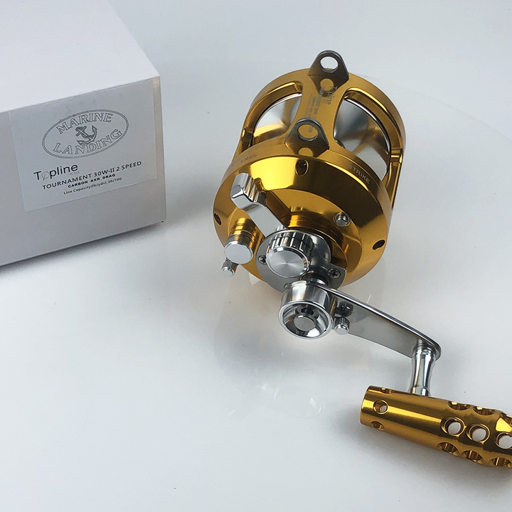 50W 2 Speed Trolling Reels Deep Sea Fishing Reels Gold Marine Ocean Tuna Shark Offshore Big Game ...