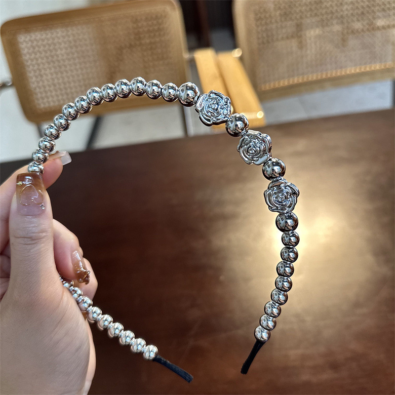 Handmade Pure Silver Hair Band Fresh Sweet Cute Hair Hoop Elegant Pearl ...