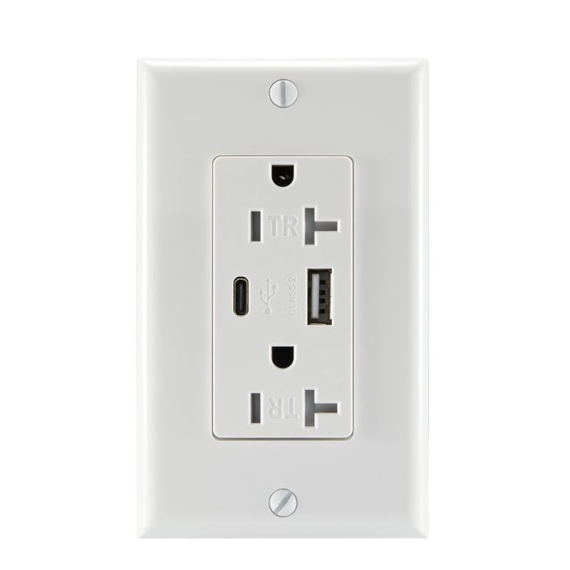 Wall Outlet USB Socket Duplex Receptacle Type C Ports 4.2 a Output ...