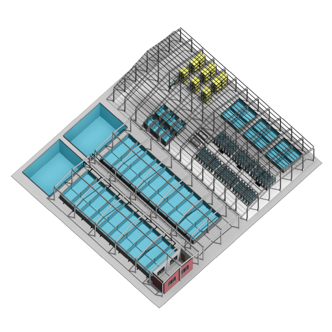 High Efficiency RAS Shrimp System for Indoor Aquatics