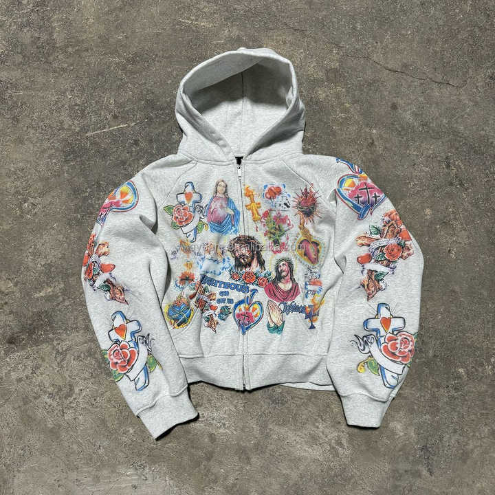 QYOURECLO Custom DTG Raglan Oversized Boxy Fit Crop Hoodies